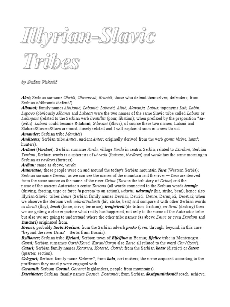 Illyrian Slavic Tribes | PDF | Slavs | Serbs