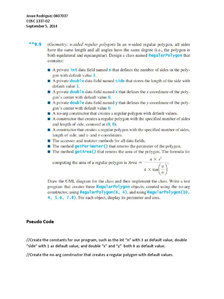 Solution For Problem 9 9 Pg 362 Java Constructor Object