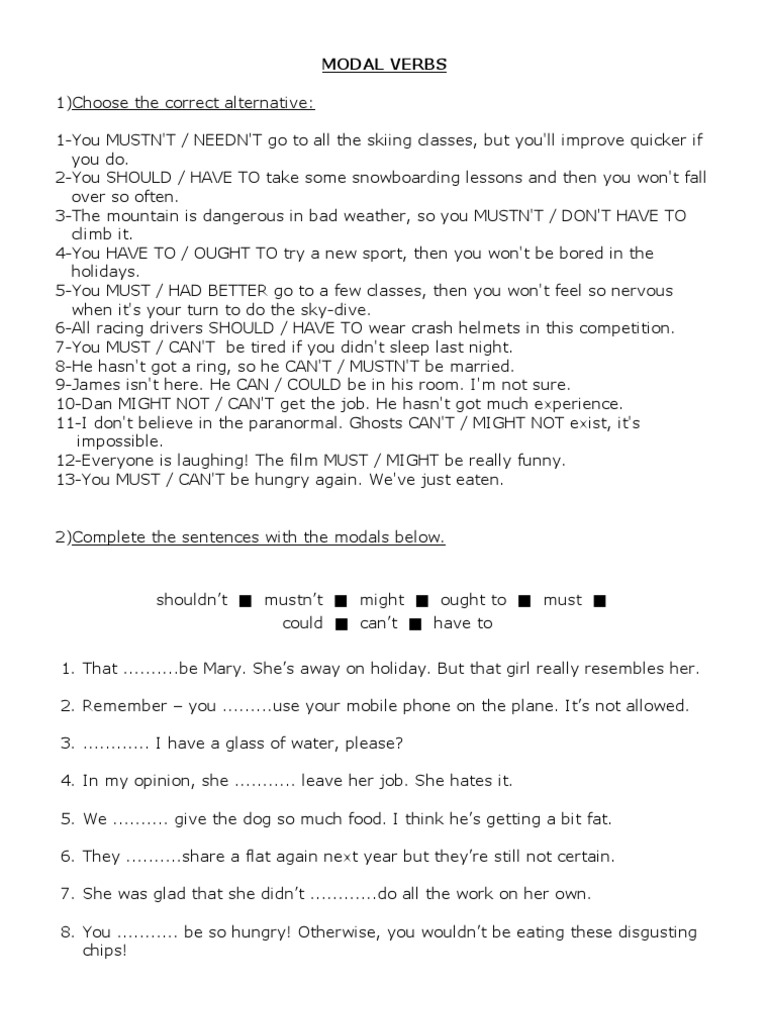 Modal Verbs | PDF | Syntax | Grammar