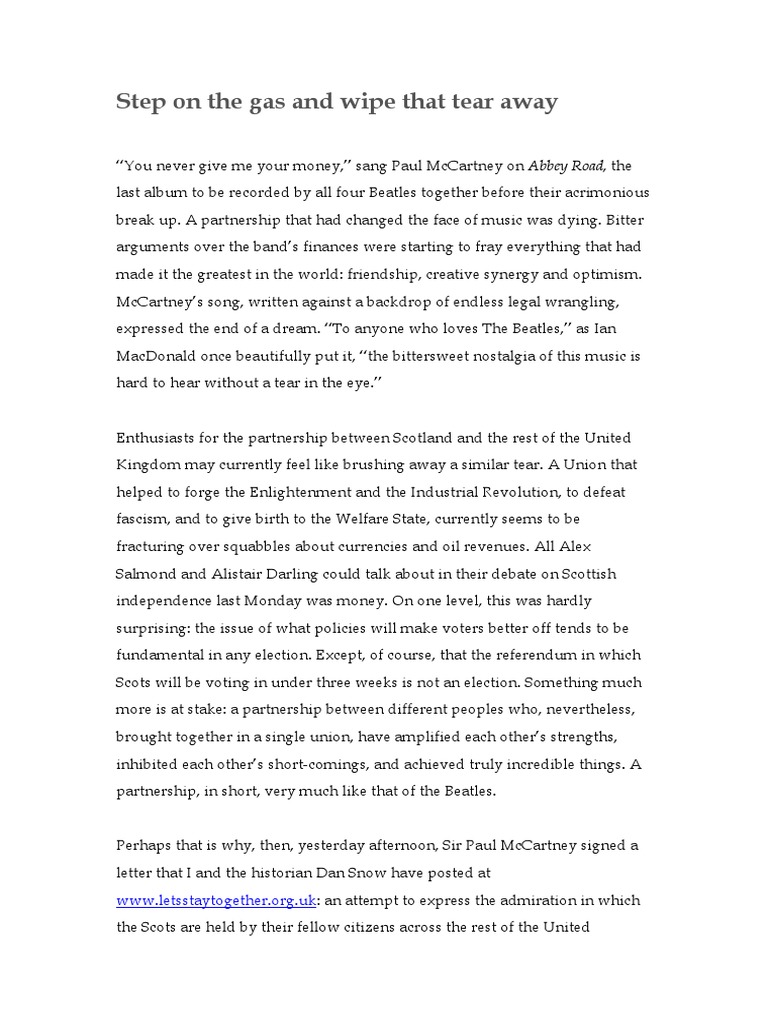 Step On The Gas and Wipe That Tear Away by Tom Holland | PDF | Scotland ...