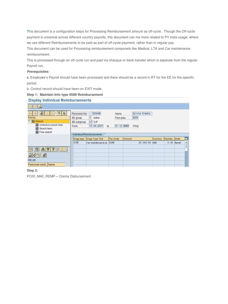 Off-Cycle Payroll Reimbursement Guide | PDF