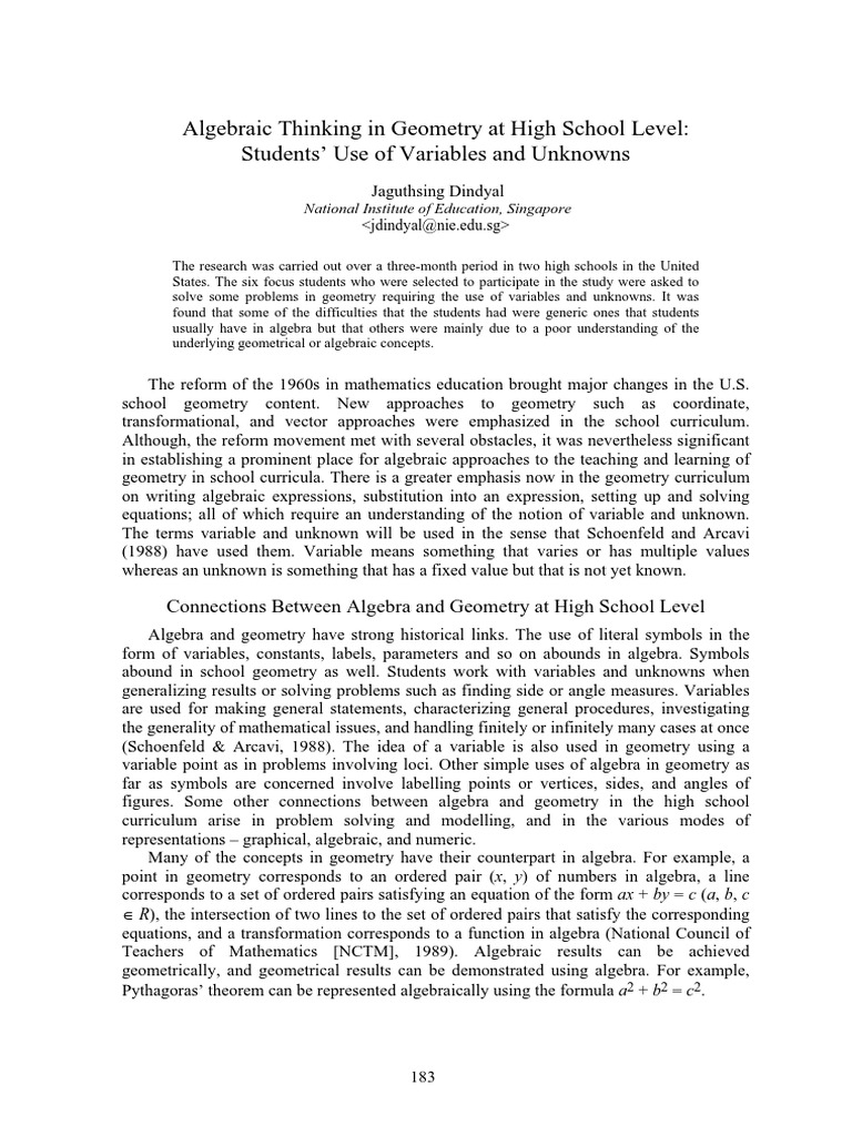 Algebraic Thinking - 2010 | PDF | Equations | Algebra