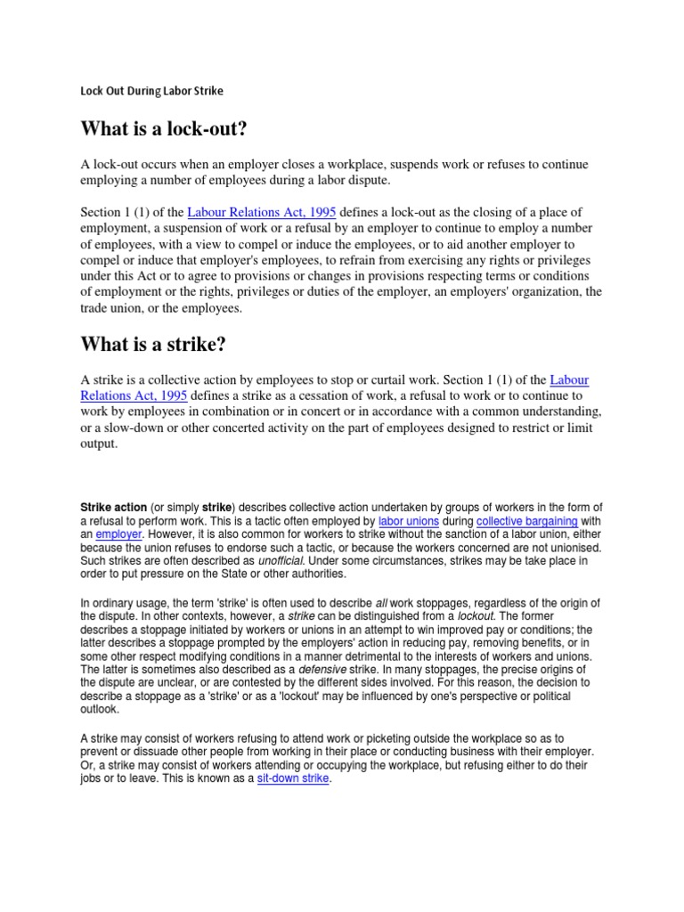 Lock Out During Labor Strike | PDF | Strike Action | Trade Union