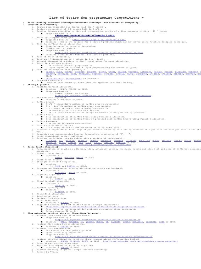 List of Topics For Programming Competitions | PDF | Prime Number ...