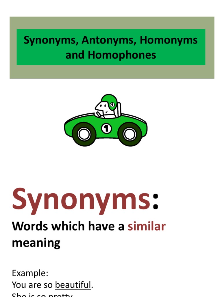 Synonyms Antonyms Homonyms Homographs and Homophones | PDF | Language ...
