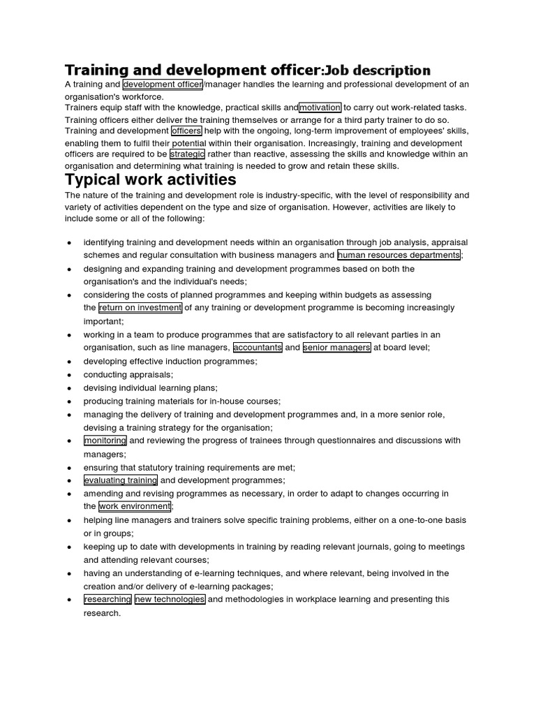 Training and Development Officer | PDF | Human Resource Management ...