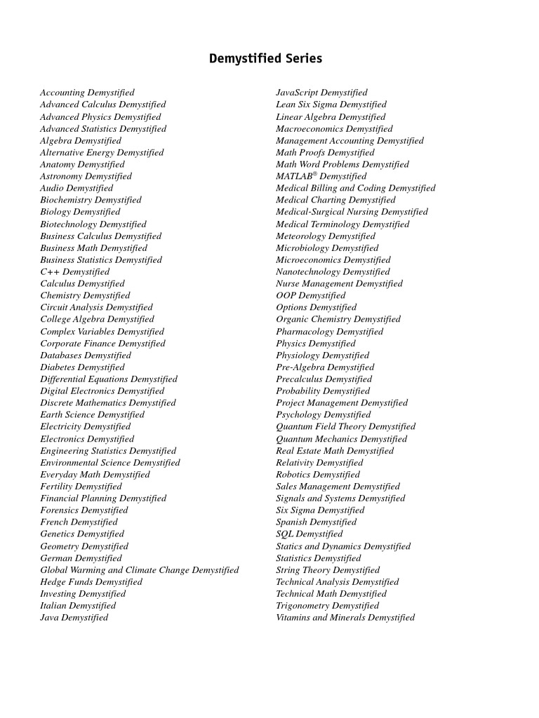 List of Demystified Books PDF | PDF | Teaching Mathematics | Science