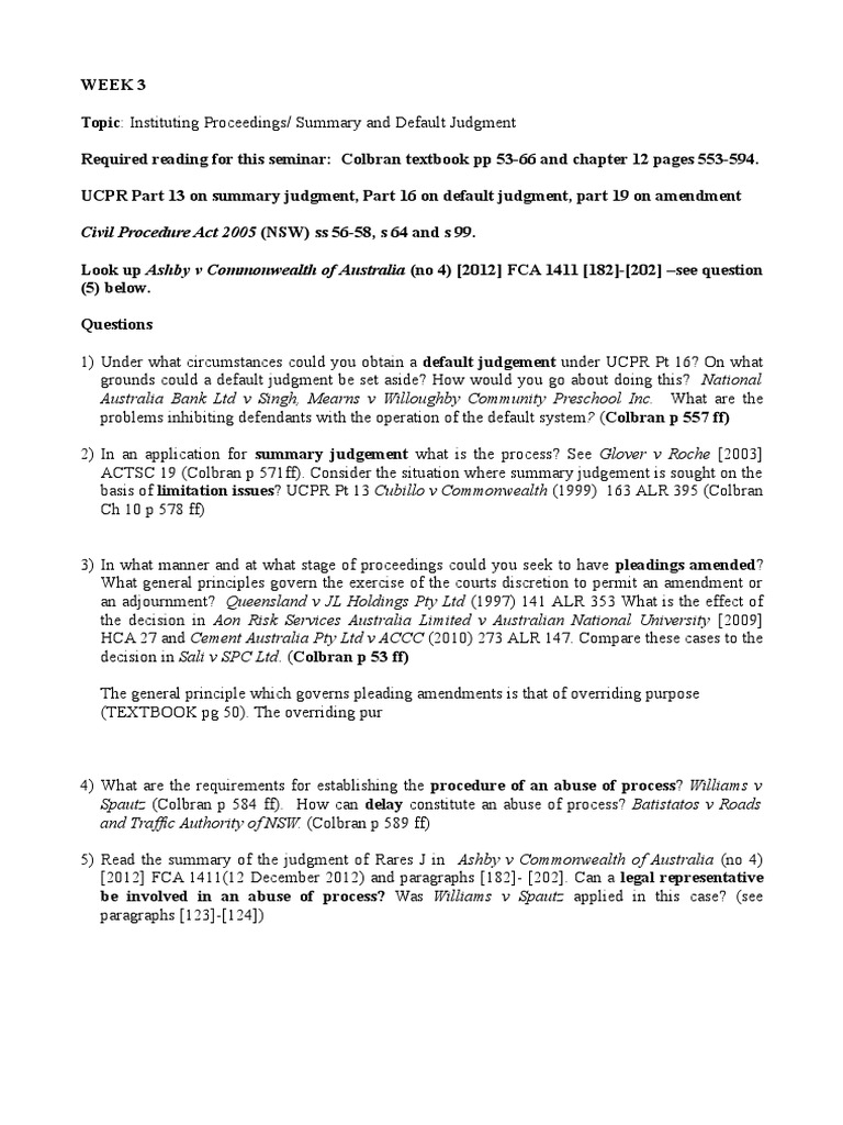Week3 Notes Civil Procedure | PDF Week3 Notes Civil Procedure | PDF