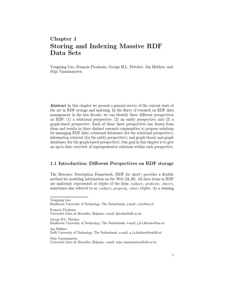 Storing and Indexing Massive RDF Data Sets: 1.1 Introduction: Different Perspectives On RDF ...