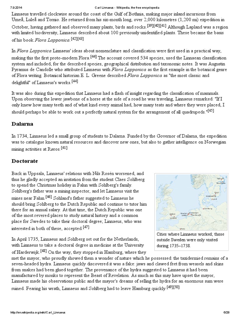 Carl Linnaeus 6 | PDF | Biological Nomenclature | Taxonomy (Biology)