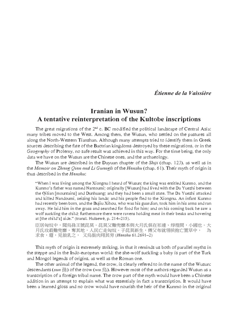 Iranian in Wusun | Download Free PDF | Central Asia | Asia