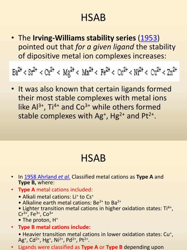HSAB | PDF | Coordination Complex | Ion