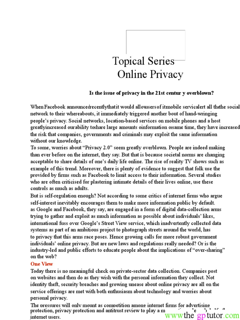 Topical Series - Privacy Online | PDF | Internet Privacy | Personally ...