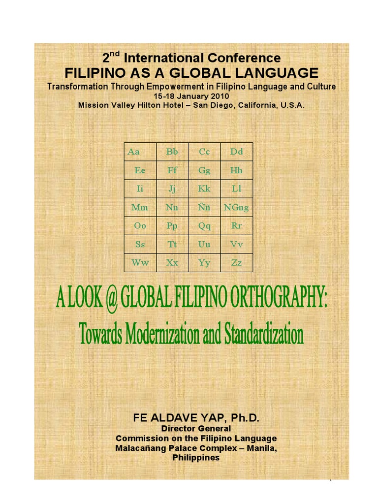 Yap A Look at Global Filipino Orthography | PDF | Tagalog Language ...