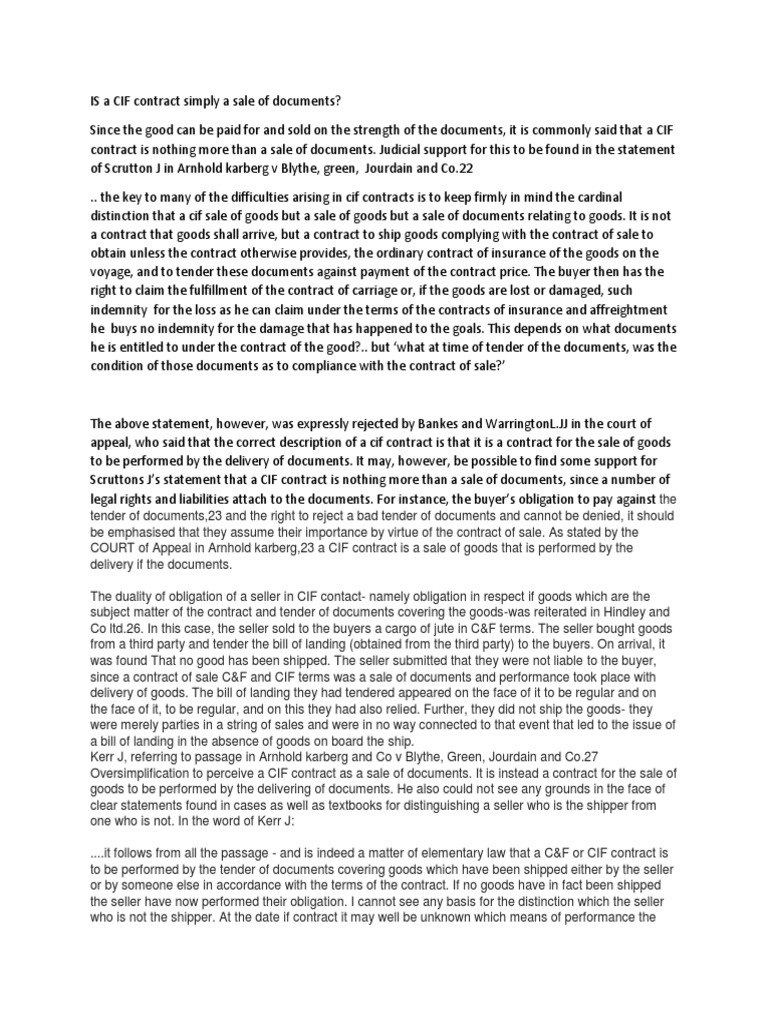 Understanding CIF Contracts and Documents | PDF | Business Law ...