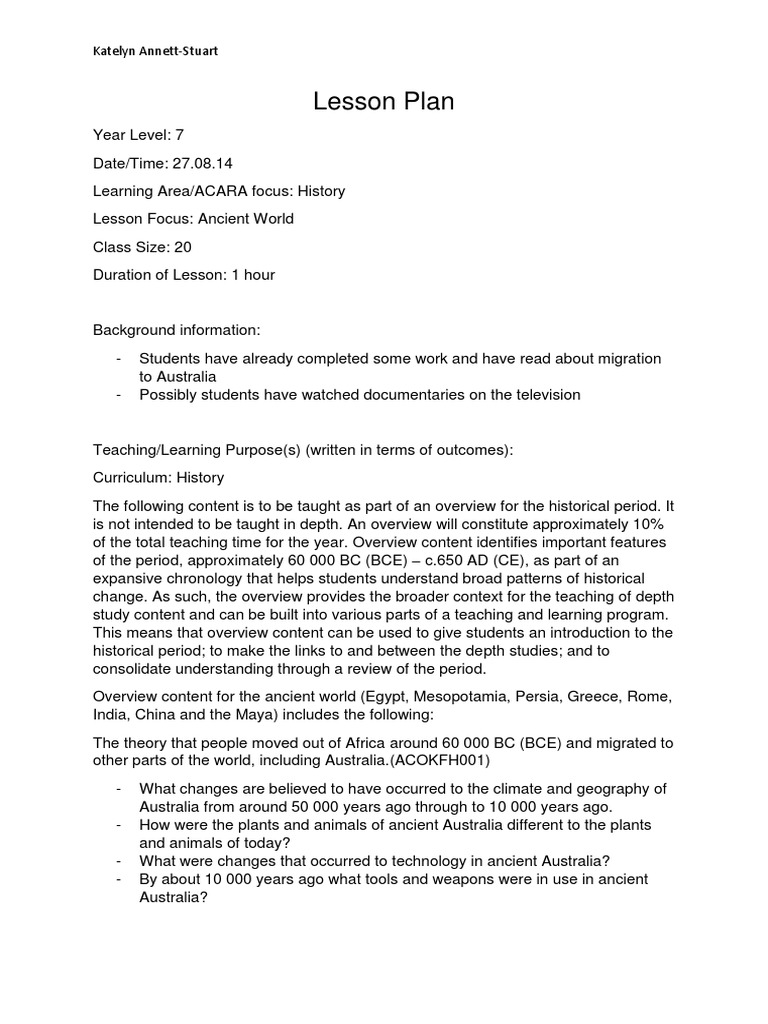 Lesson Plan History Year 7 | PDF | Ancient History | Common Era