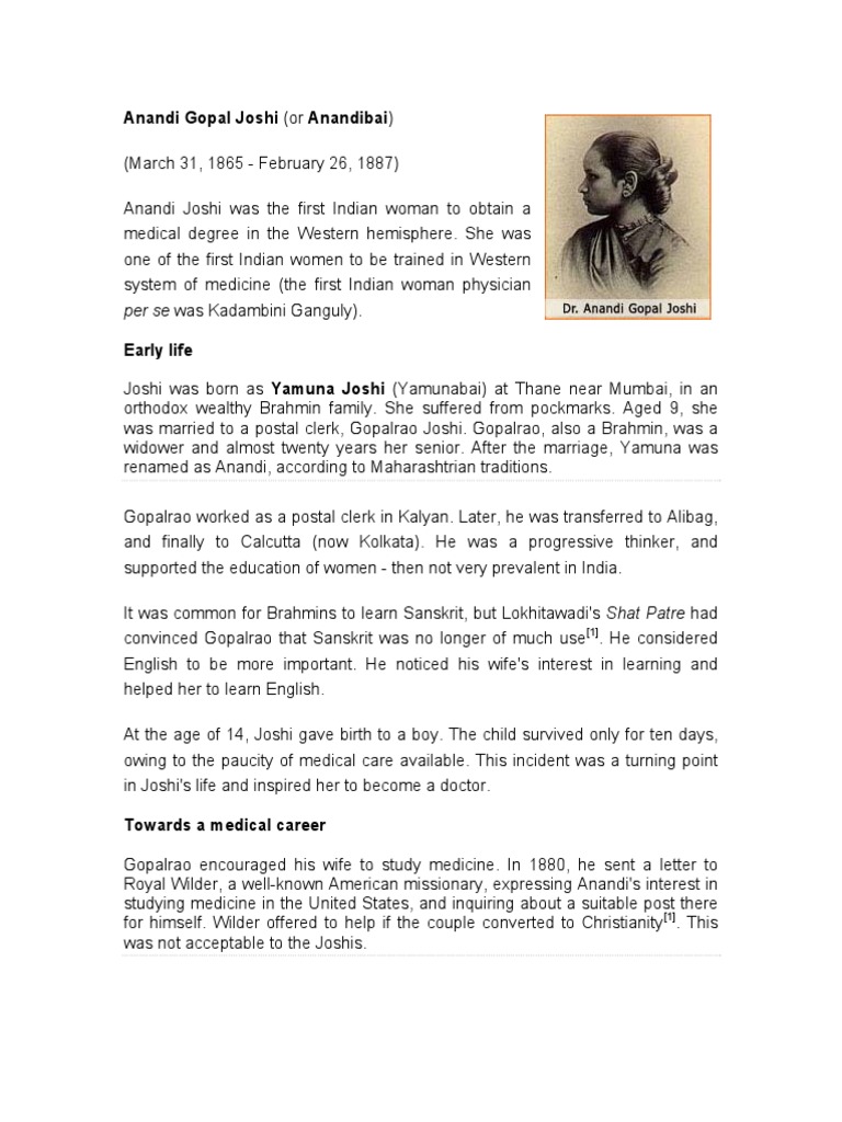 Anandi Gopal Joshi | PDF | Religion And Belief | Wellness