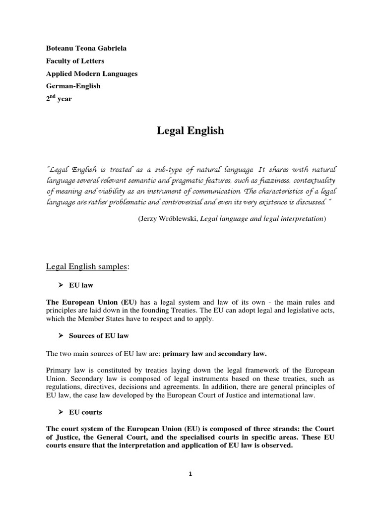 Legal English | PDF | Victimology | European Court Of Justice