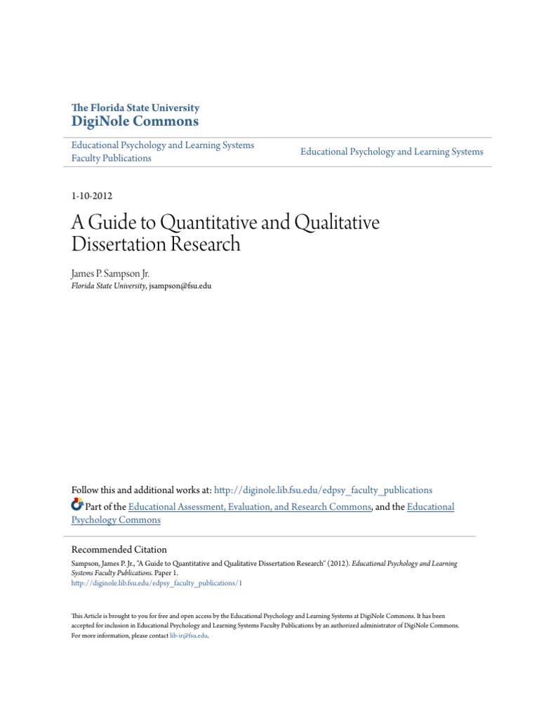 A Guide To Quantitative and Qualitative Dissertation Research | PDF ...