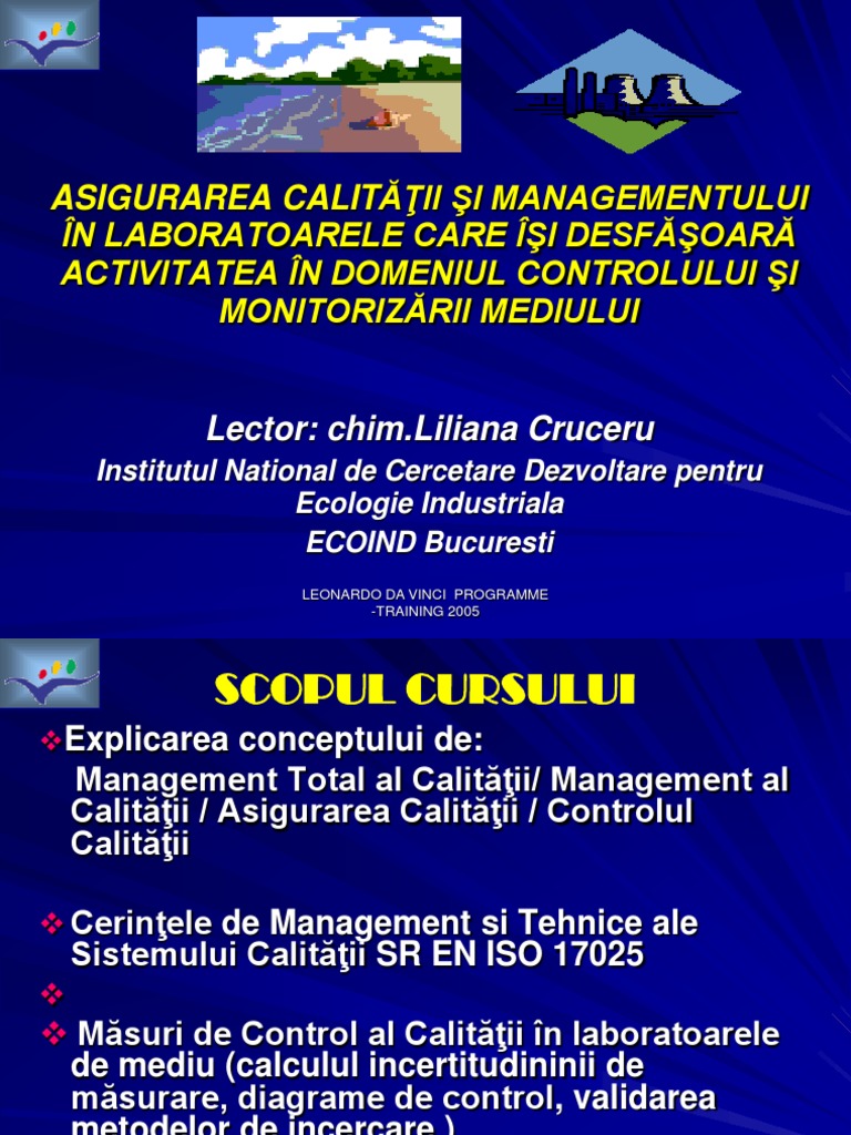 Asigurarea Calitatii Managementul in Laboratoare Chim Liliana Cruceru ...