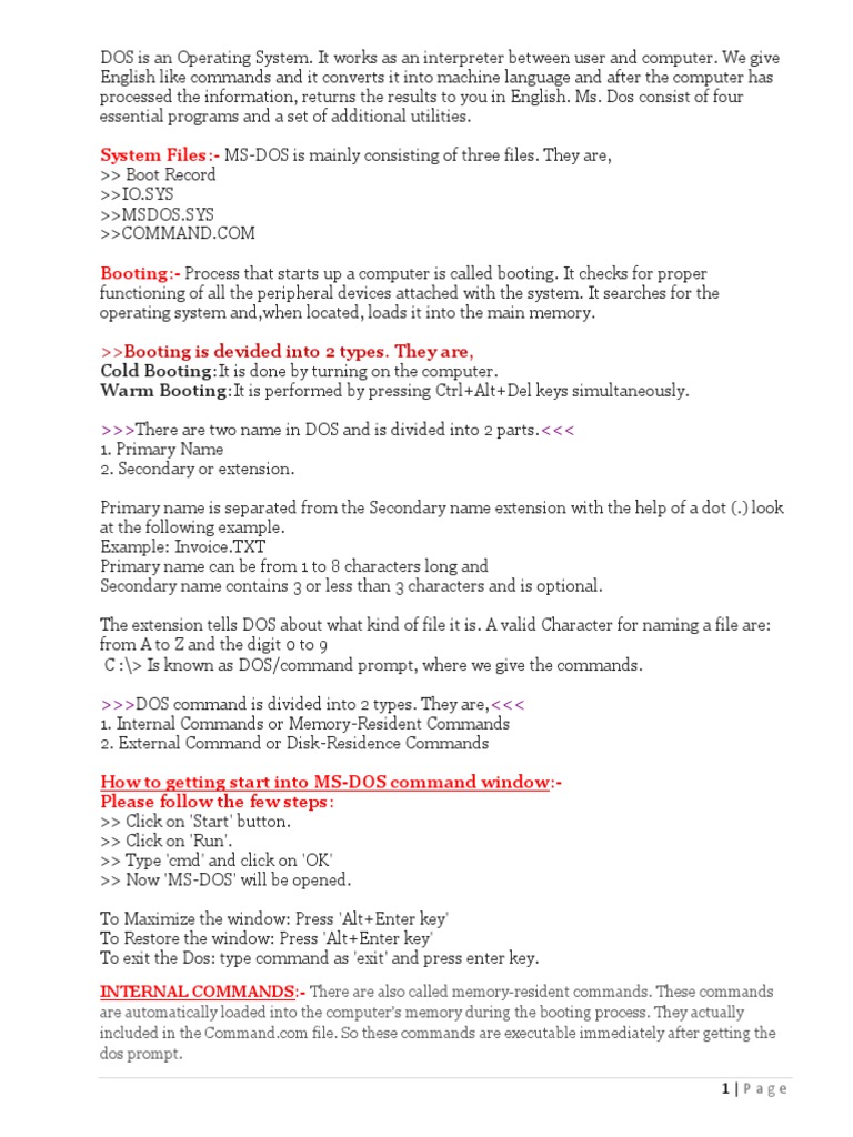 DOS Is An Operating System | PDF | Dos | Booting