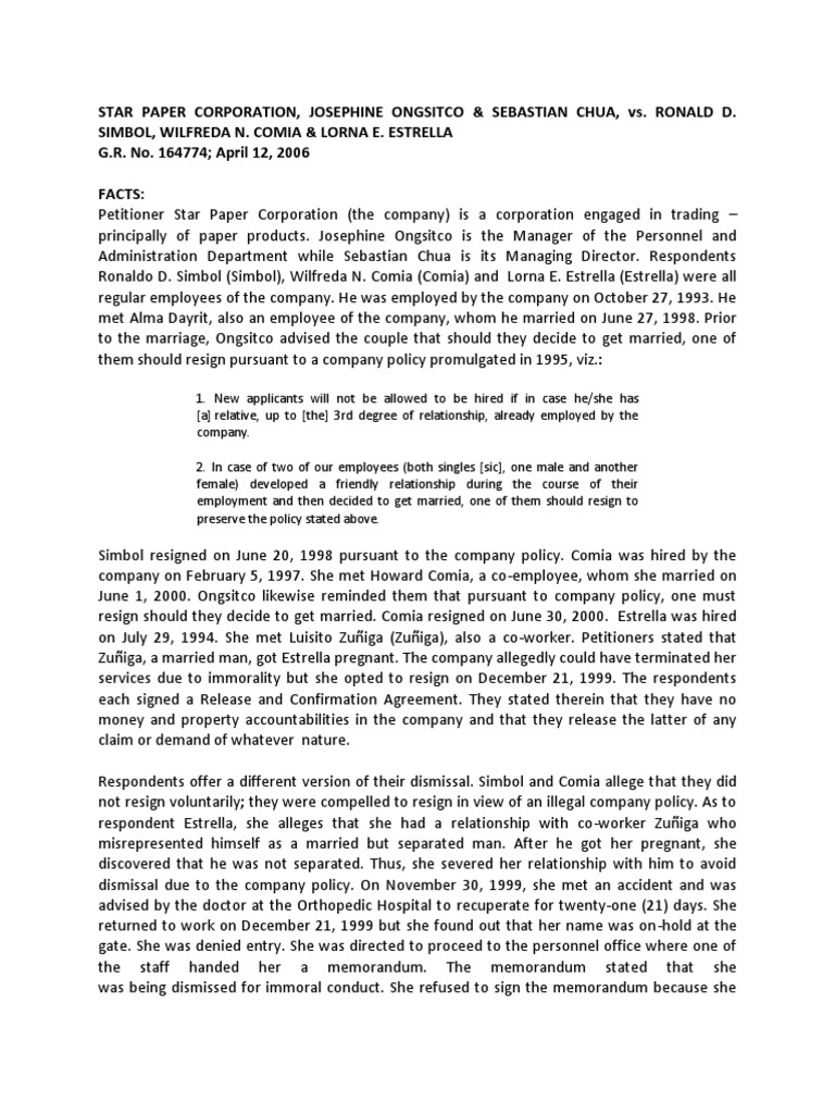 Star Paper Corporation v. Simbol | PDF | Unfair Labor Practice | Employment