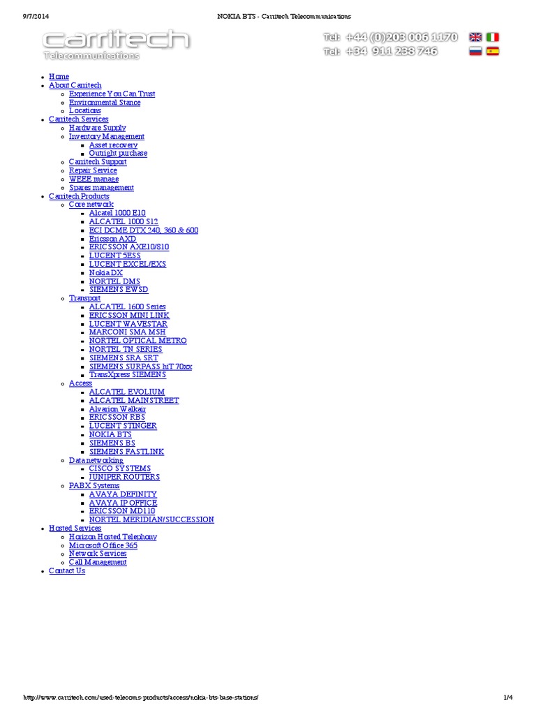 NOKIA BTS - Carritech Telecommunications | PDF | Lte (Telecommunication ...