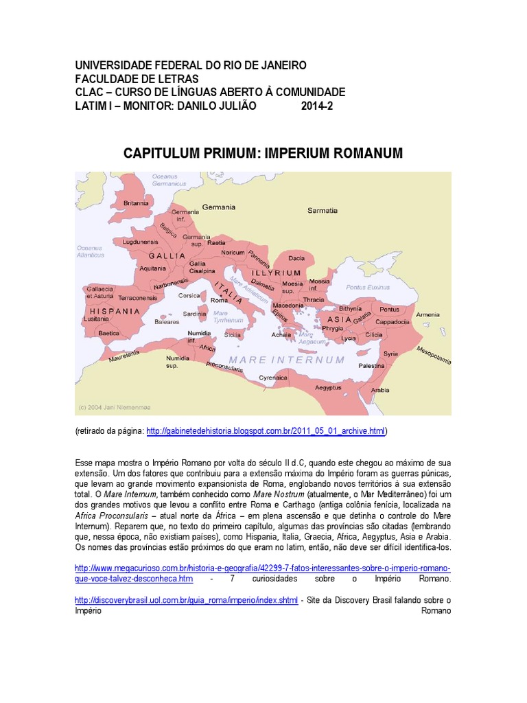 Capitulum Primum - Imperium Romanum | PDF | Grécia | Grécia Antiga