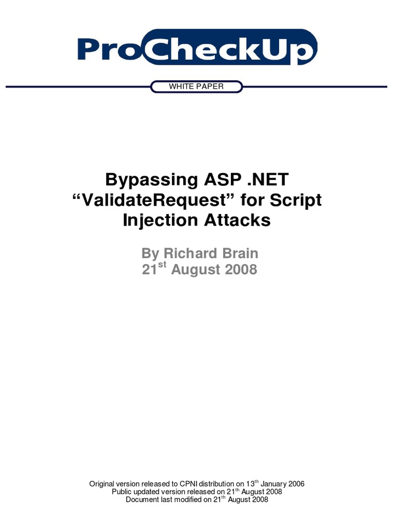 Bypassing Dot Net Validaterequest Pdf Windows Server 2003 Active Server Pages