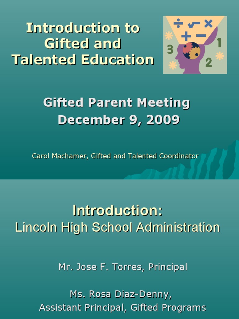 Gifted Education Parent Meeting Overview | PDF | Career & Growth ...