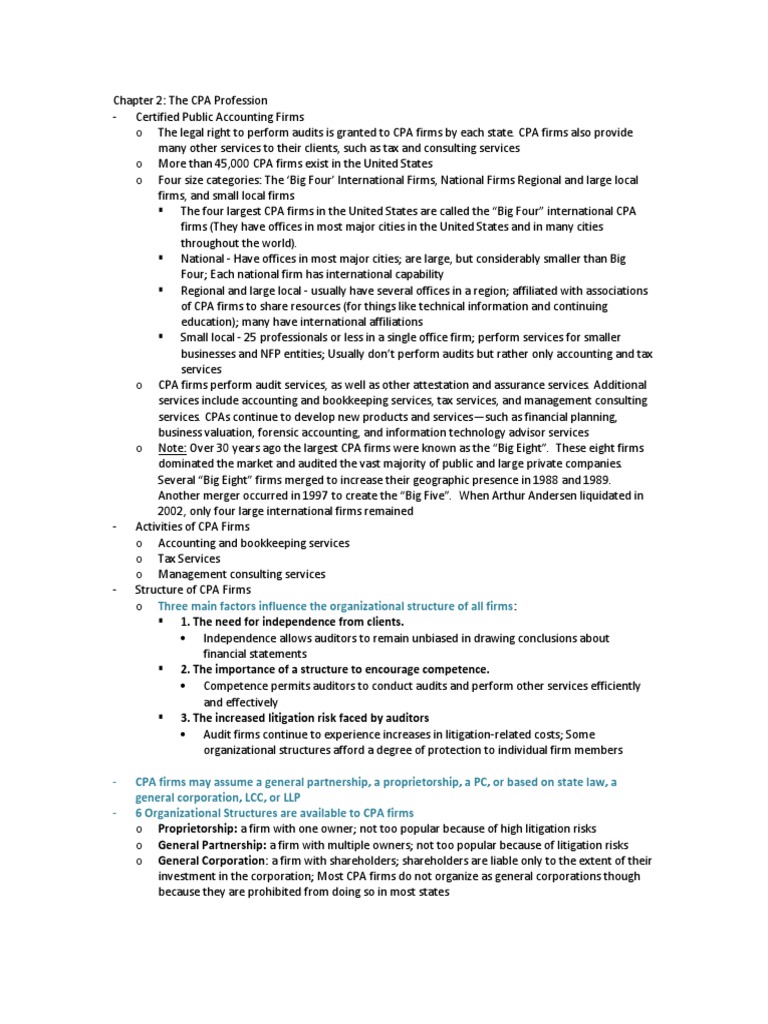 Chapter 2 Outline: The CPA Profession | PDF | Certified Public ...
