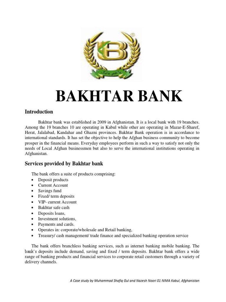 Bakhtar Bank Case Study | PDF | Afghanistan | Transaction Account