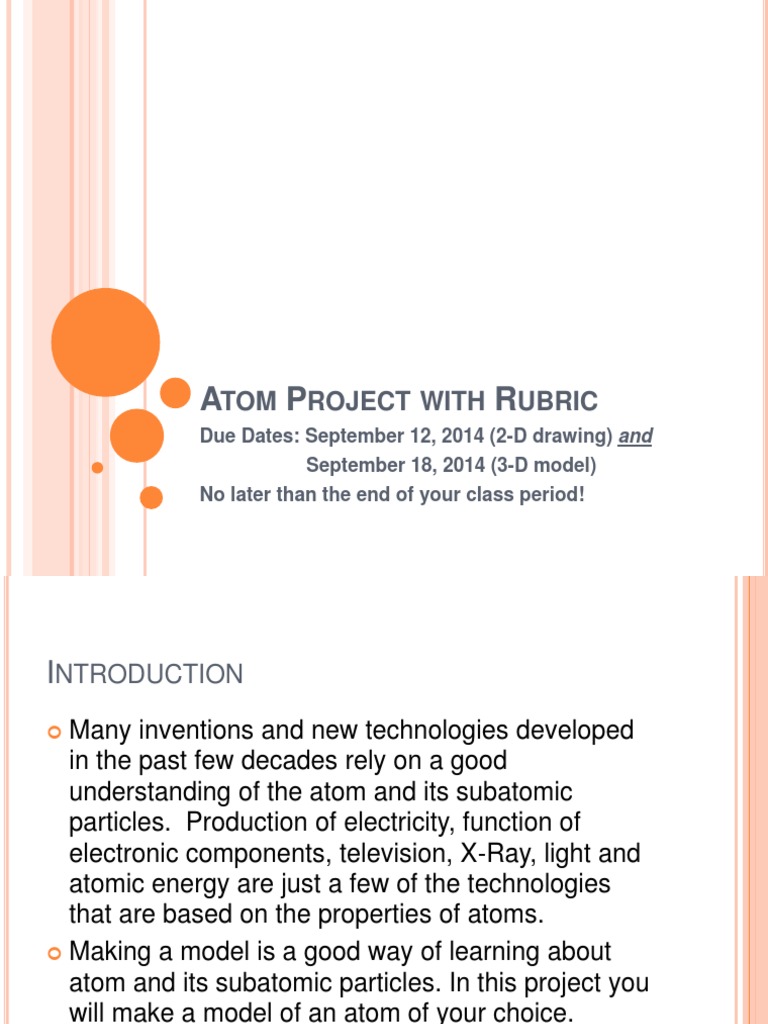 Atom Project With Rubric | PDF | Atoms | Atomic Nucleus