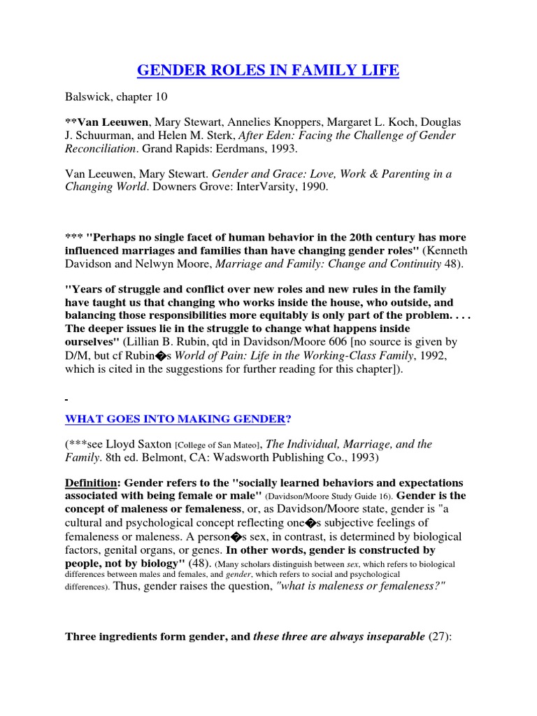Gender Roles in Modern Families | PDF | Gender Role | Sex Differences ...