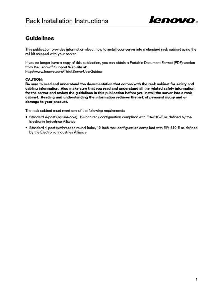 Rack Installation Instructions: Guidelines | PDF | Equipment ...