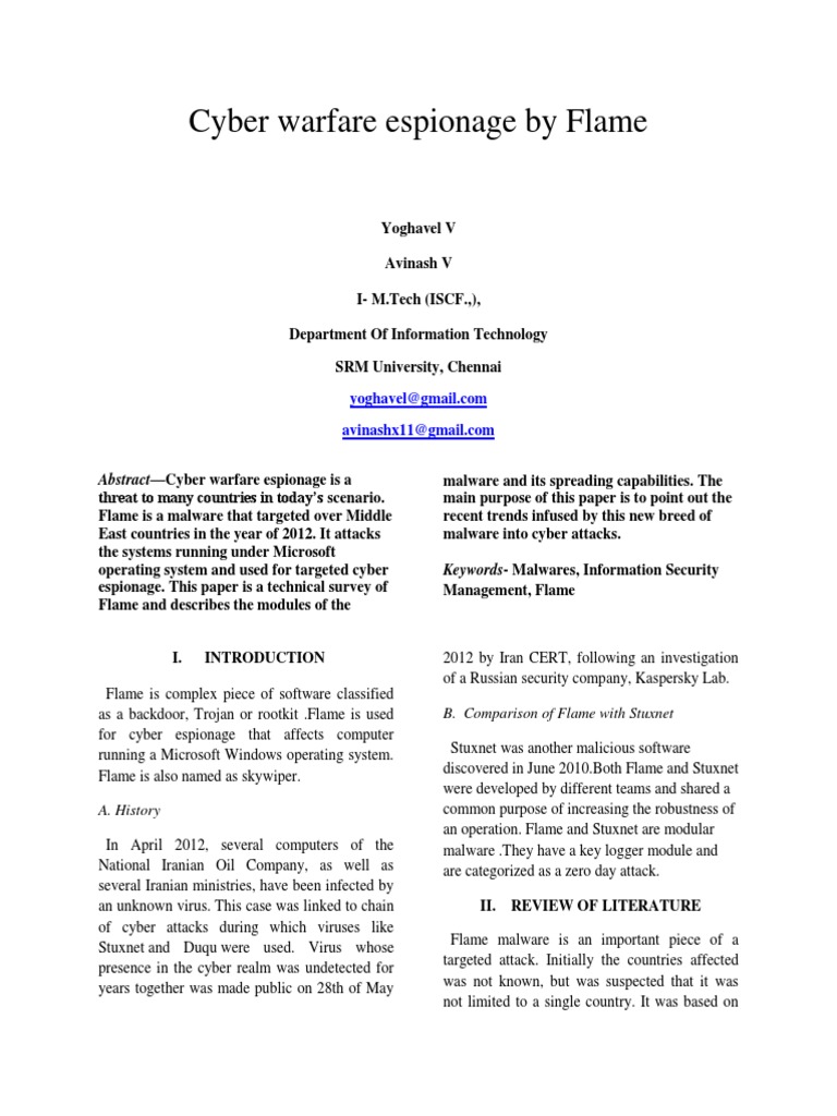 Cyber Warfare Espionage by Flame | PDF | Cyberwarfare | Security