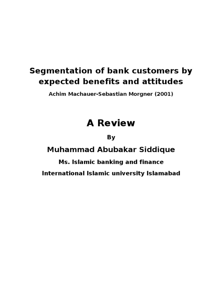 Review:Segmentation of Bank Customers by Expected Benefits and ...