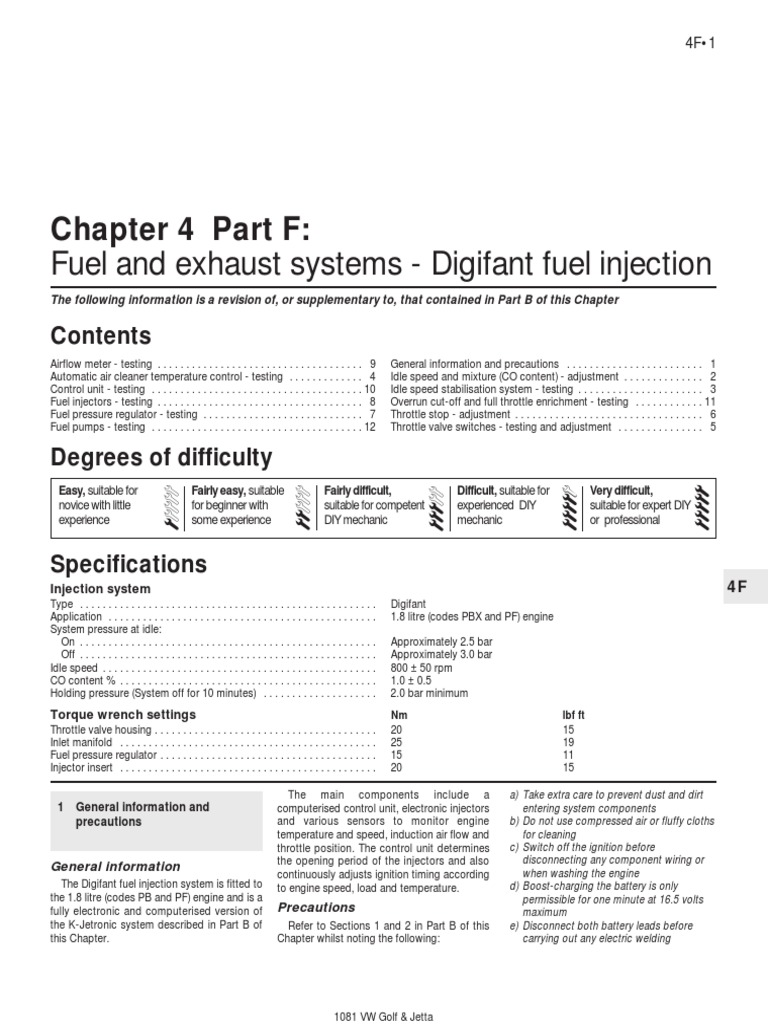 Diagnosing and Testing the Digifant Fuel Injection System on the 1.8L ...