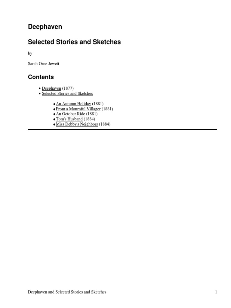 Deephaven and Selected Stories & Sketches by Jewett, Sarah Orne, 1849 ...