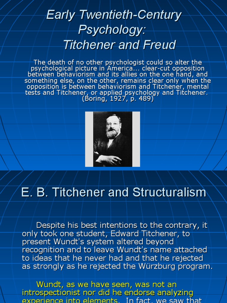 Early Twentieth-Century Psychology: Titchener and Freud | Id ...