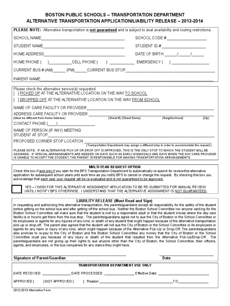 BPS Alternative Transportation Application | PDF | Social Institutions ...