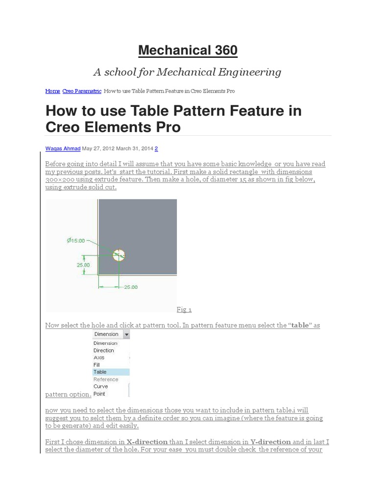 How To Use Table Pattern Feature in Creo Elements Pro | Download Free ...