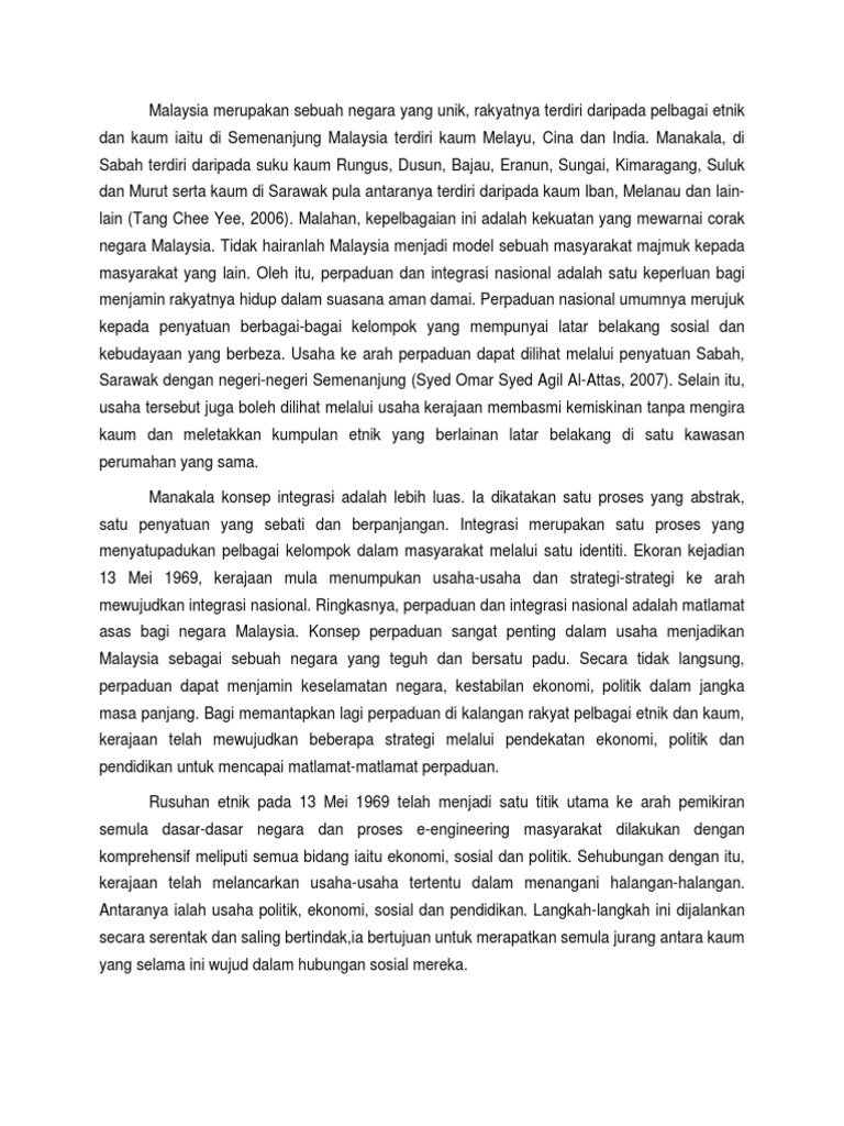 Perpaduan Dan Integrasi Nasional | PDF