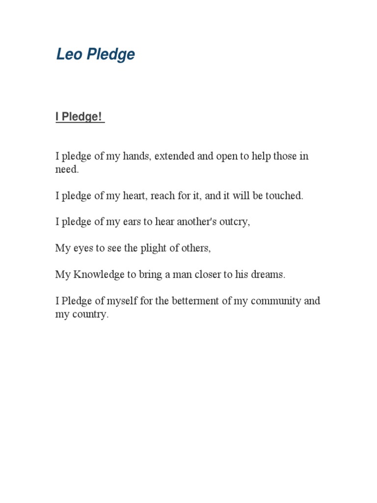 Leo Club Pledge of Service | PDF