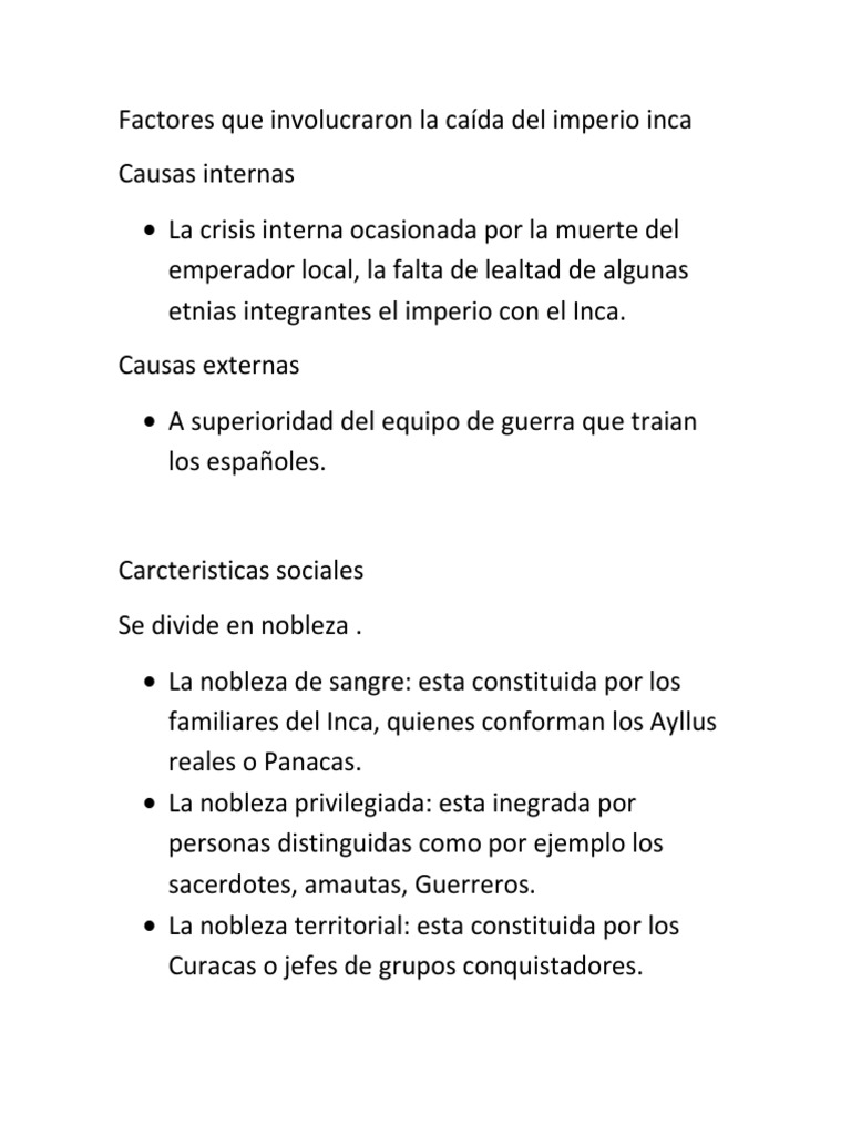 Factores Que Involucraron La Caída Del Imperio Inca | PDF