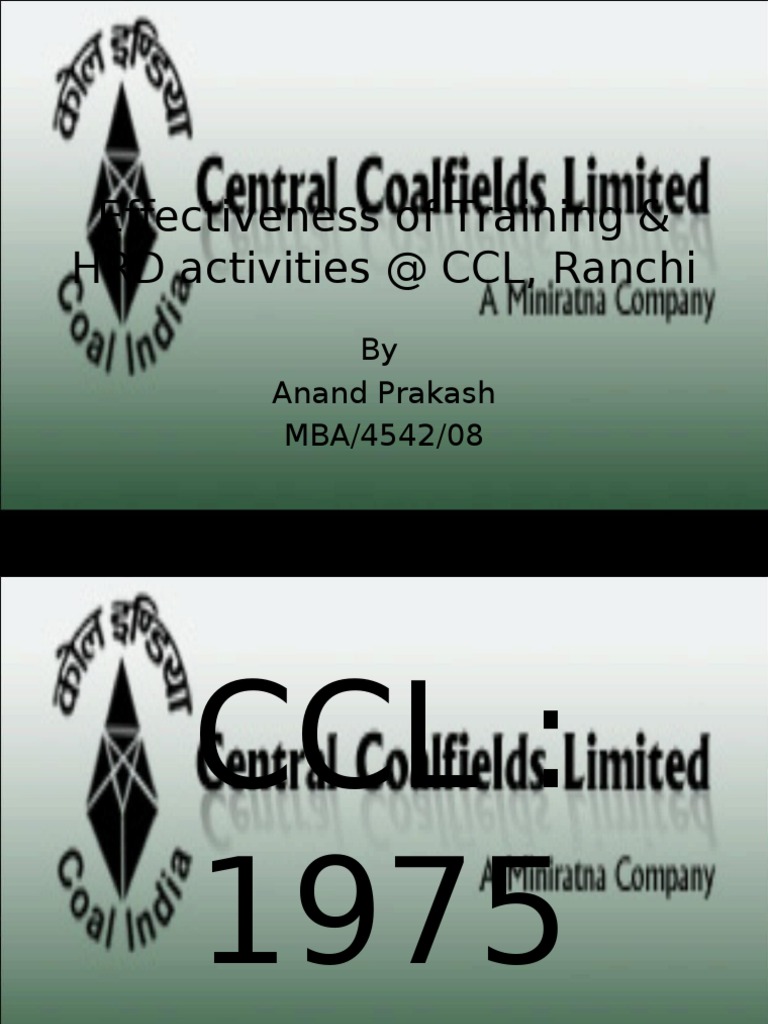 Effectiveness of Training & HRD Activities at CCL, Ranchi | PDF ...