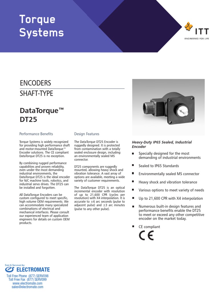 Torque Systems DT25 Specsheet | PDF | Bearing (Mechanical) | Electric Motor