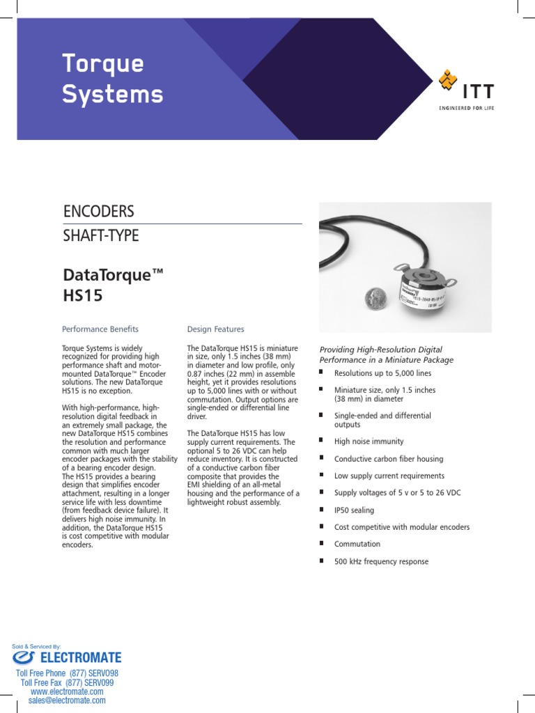 Torque Systems Hs15 Specsheet | PDF | Manufactured Goods | Electrical Engineering