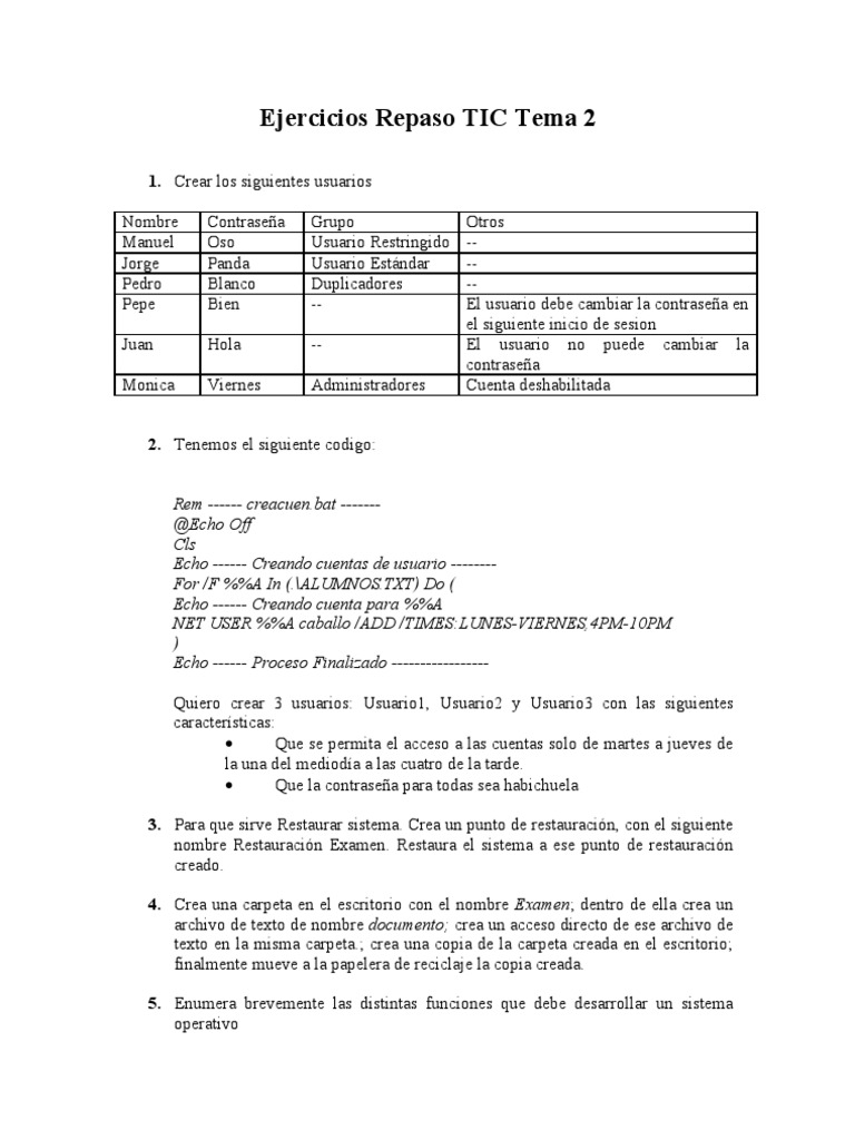Ejercicios Repaso TIC TEMA 2 | PDF | Informática