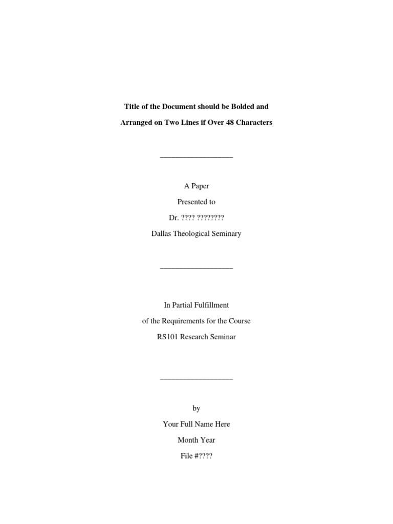 Turabian Template Paper | Download Free PDF | A Manual For Writers Of ...